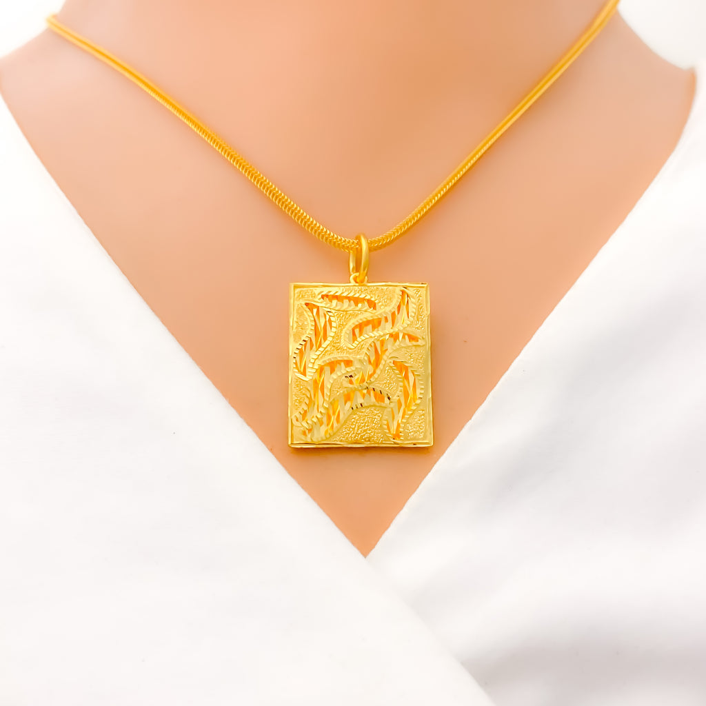 Contemporary Decorative Rectangular Pendant – Andaaz Jewelers