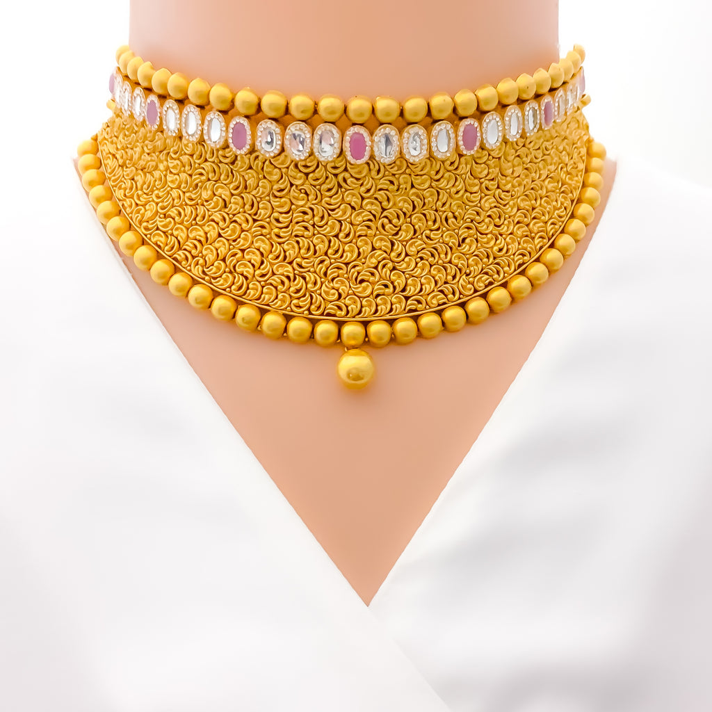 Unique Paisley Accented Beaded Choker Set – Andaaz Jewelers
