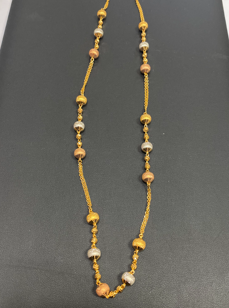 Three Tone Fancy Long Chain – Andaaz Jewelers
